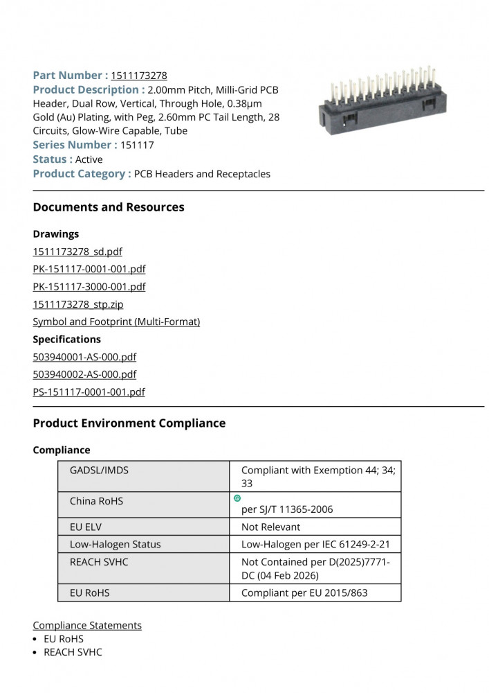 Molex product specification page 1