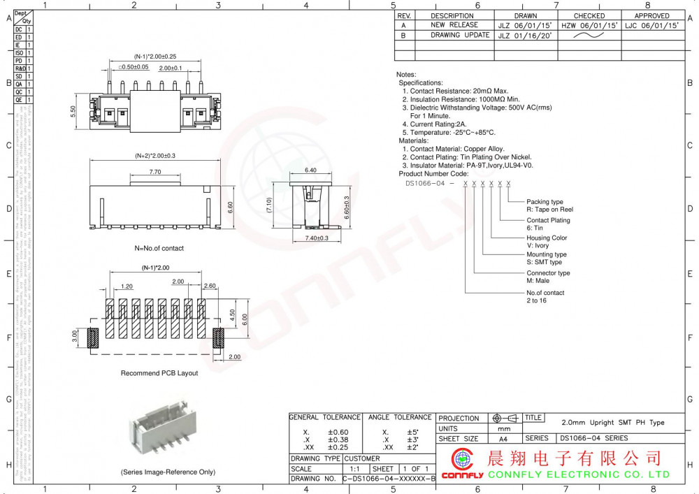 CONNFLY Elec DS1066-04-3MSV6R technical document preview