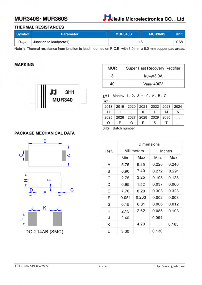 MUR340S datasheet page 2