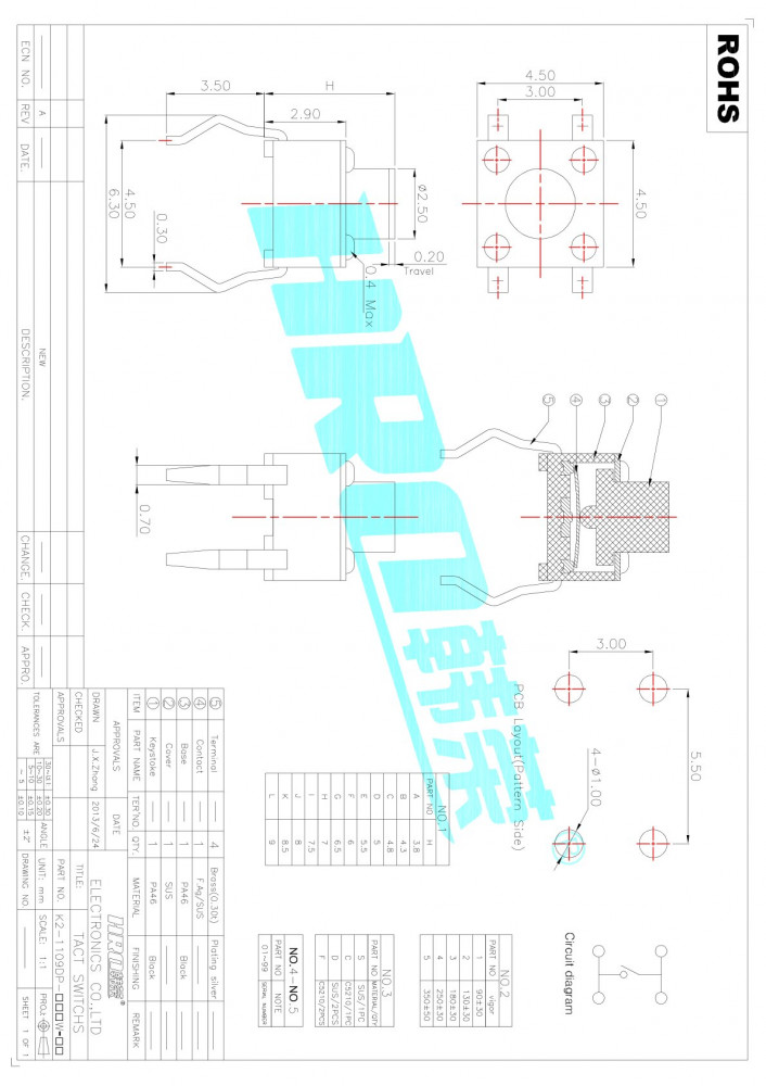 K2-1109DP-B4SW-01 technical drawing