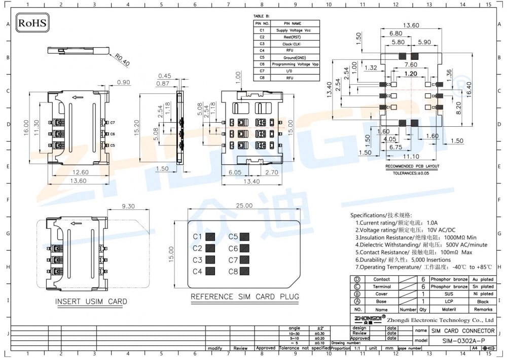 SIM-0302A-P technical document page