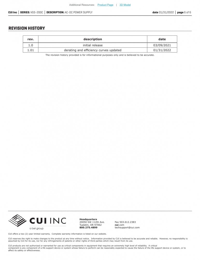 VGS-200C datasheet page 6