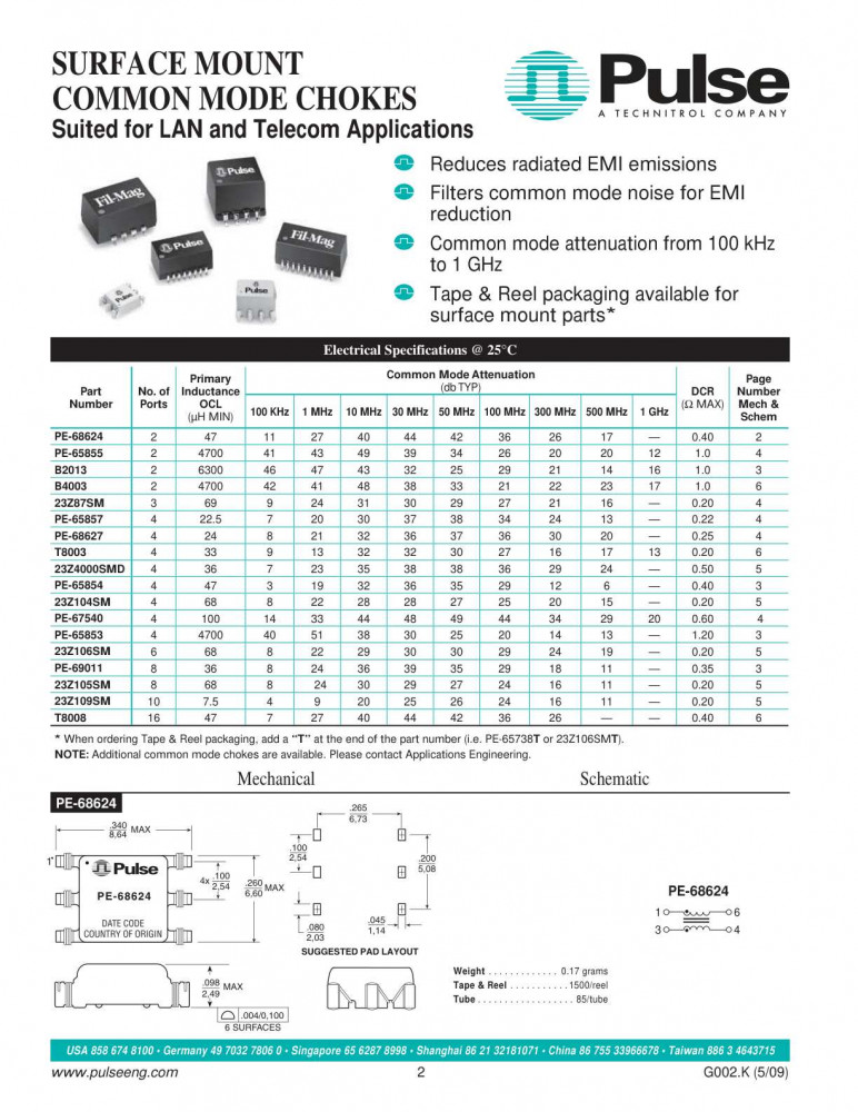 PULSE common mode choke catalog page 2