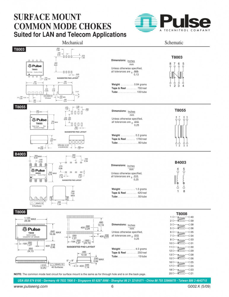PULSE common mode choke catalog page 6