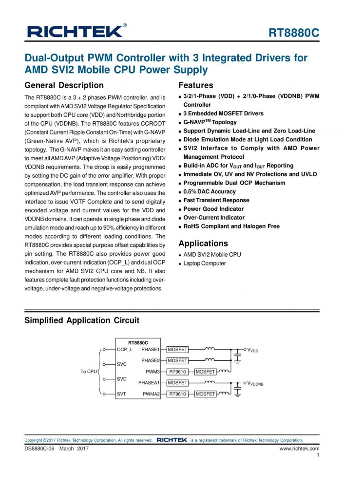 RT8880C datasheet page 1