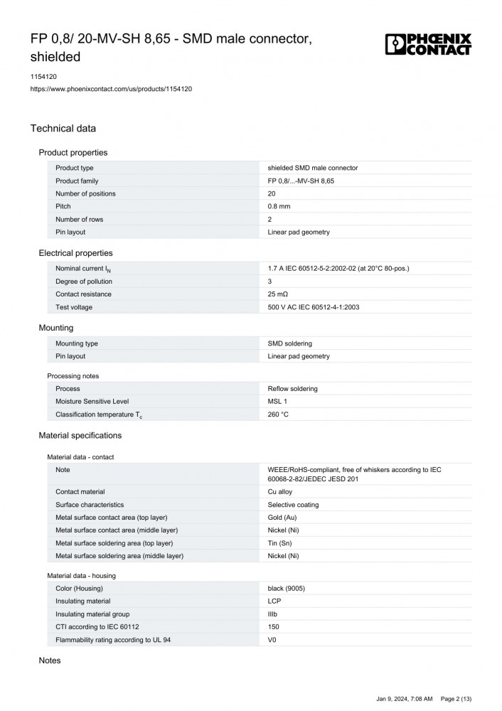 Phoenix Contact 1154120 technical document page 2