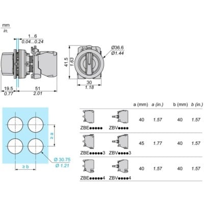 Schneider ZB5FD2 Configurable Switch Body for sale