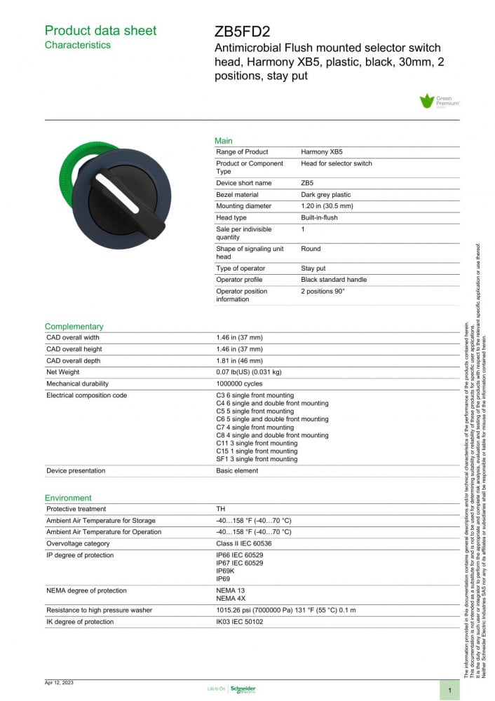 ZB5FD2 technical document page 1