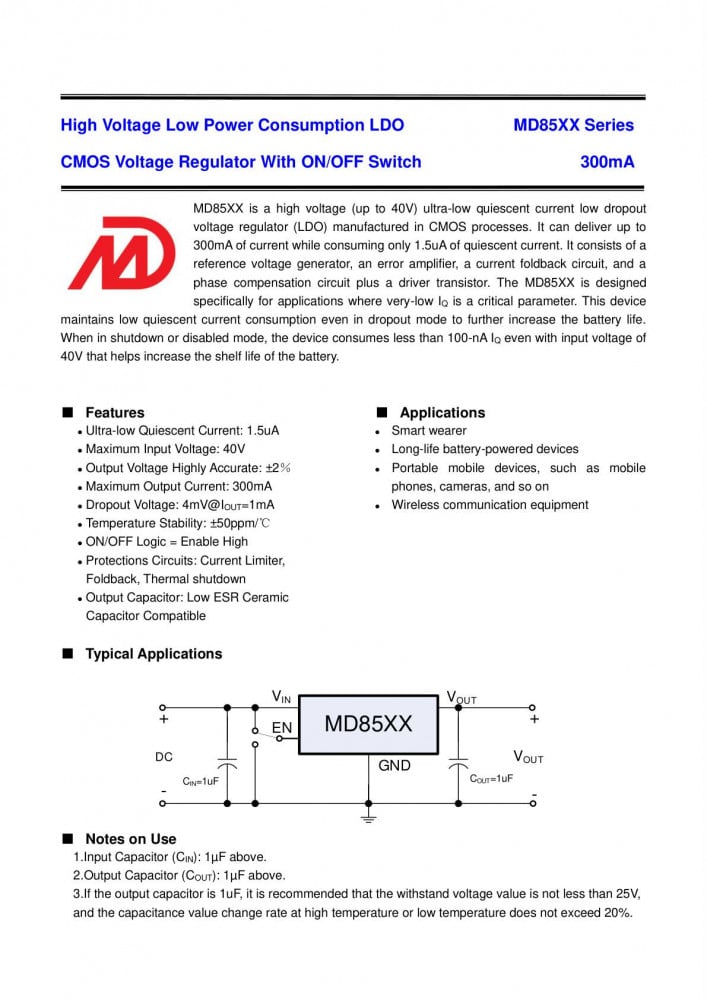 MD85XX datasheet page 1