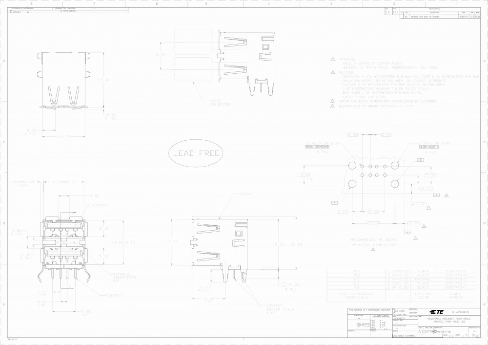 TE Connectivity 5787745-4 product drawing page