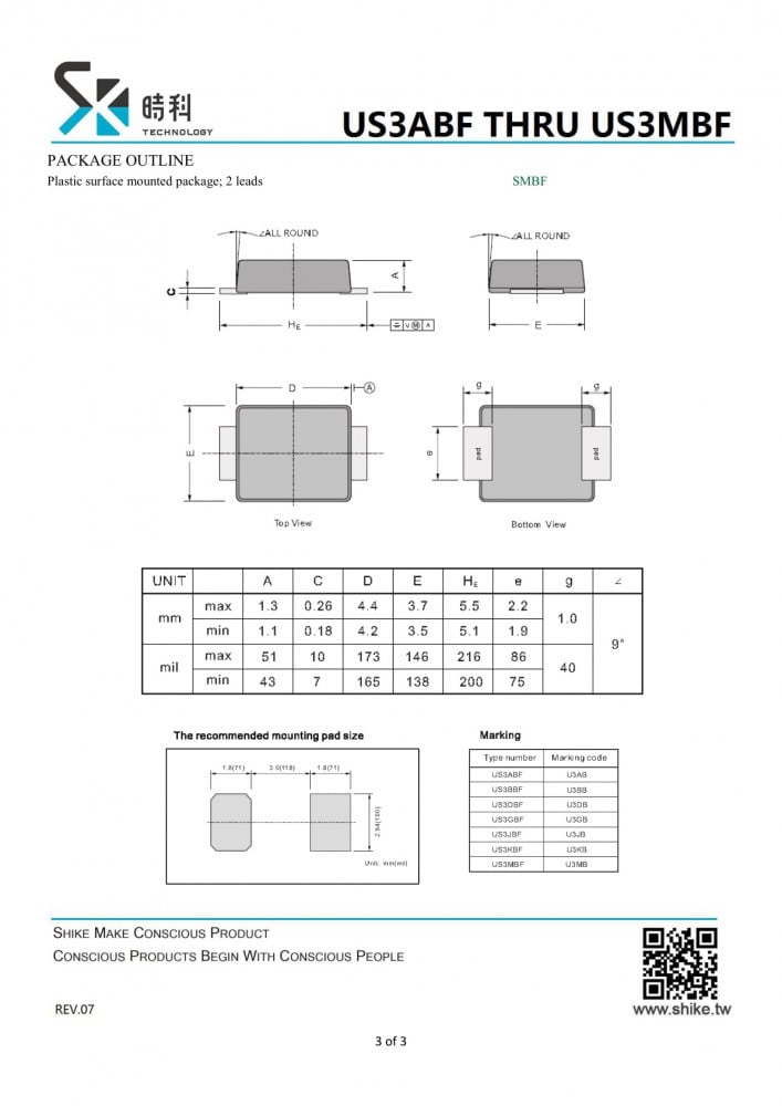 US3ABF datasheet page 3
