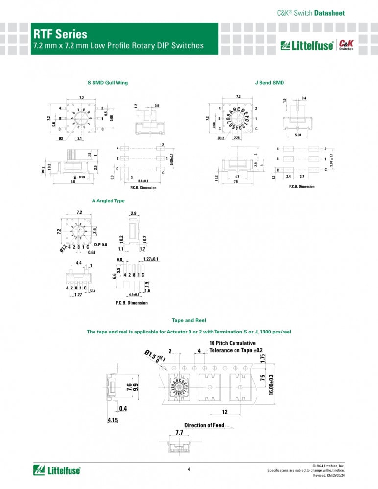 C&K RTF16R2SR technical document page 4