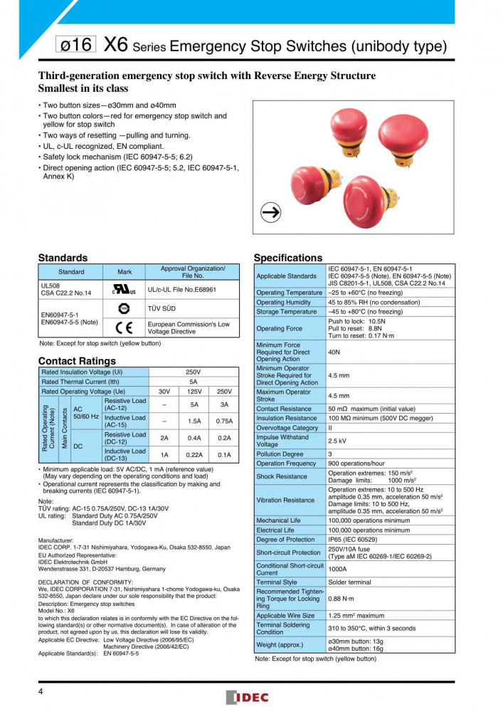 IDEC X6 datasheet page 4