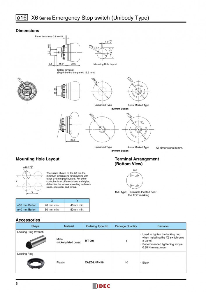 IDEC X6 datasheet page 6