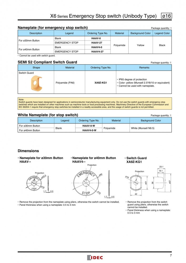 IDEC X6 datasheet page 7