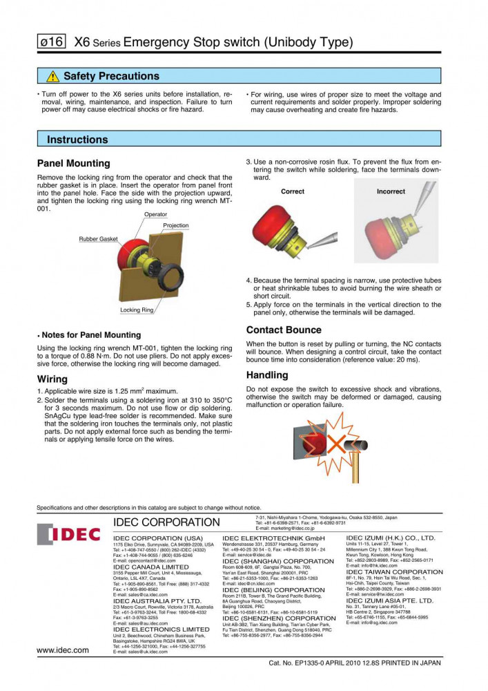 IDEC X6 datasheet page 8