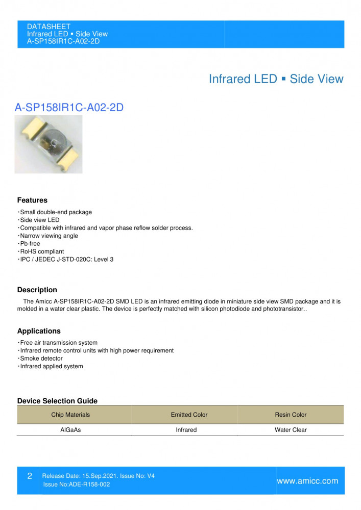 A-SP158IR1C-A02-2D datasheet page 2