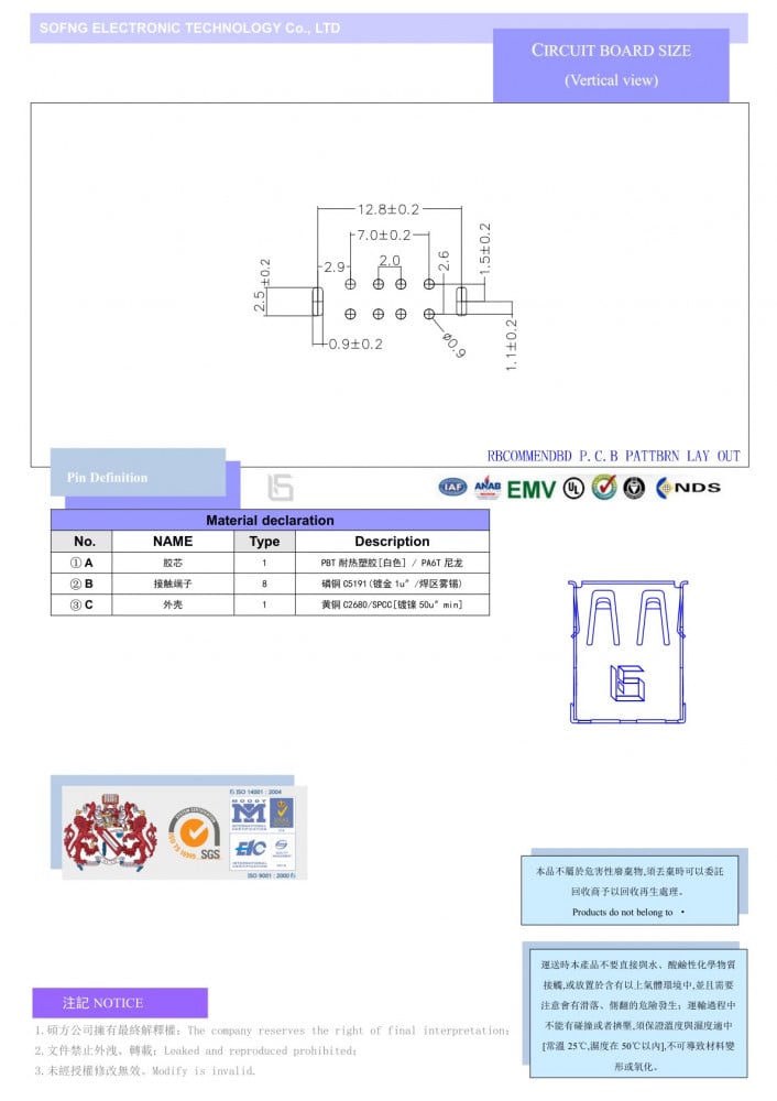 SOFNG USB-329C technical drawing page 2
