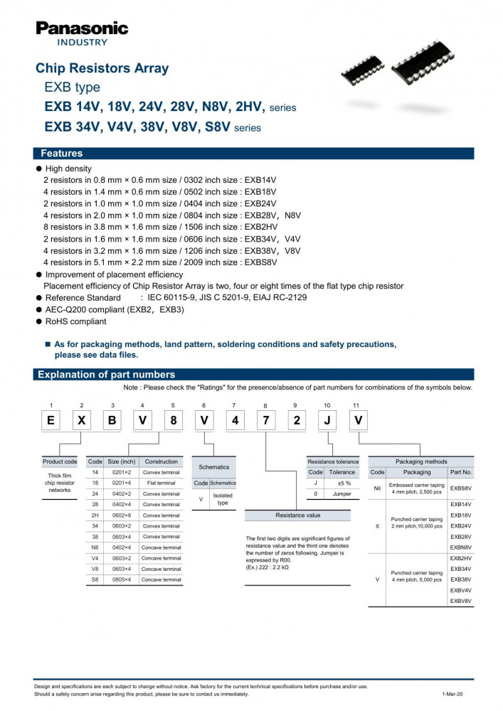 EXB resistor array document page 1