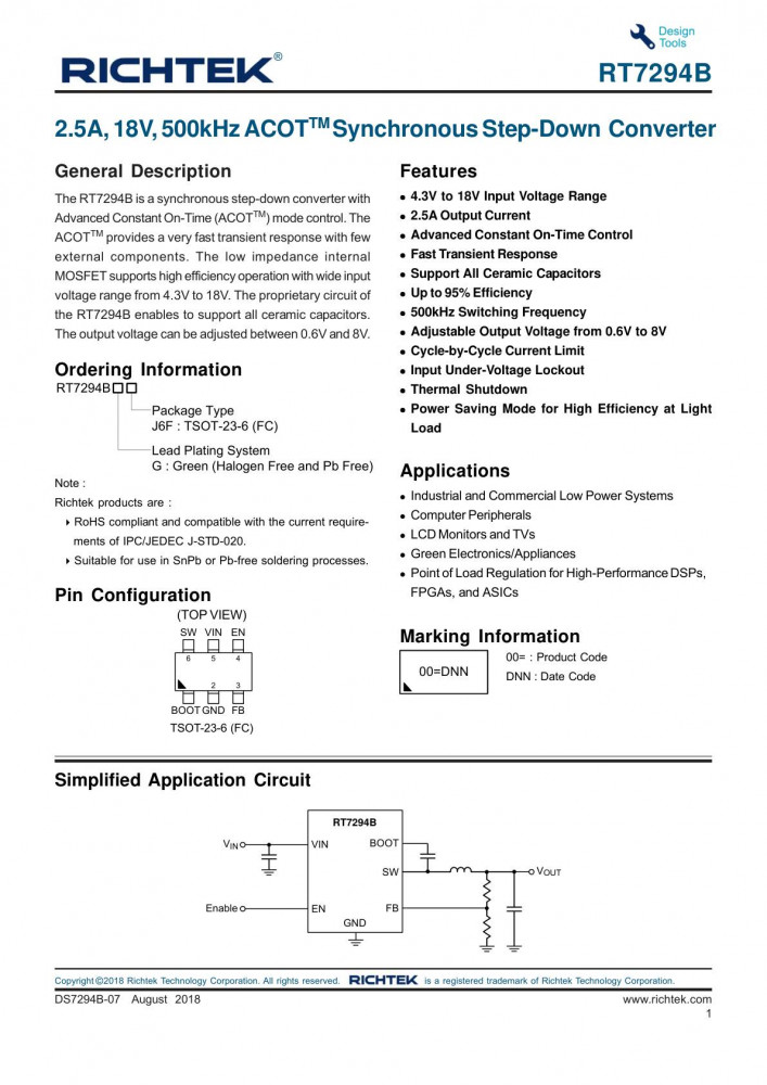 RT7294B datasheet page 1
