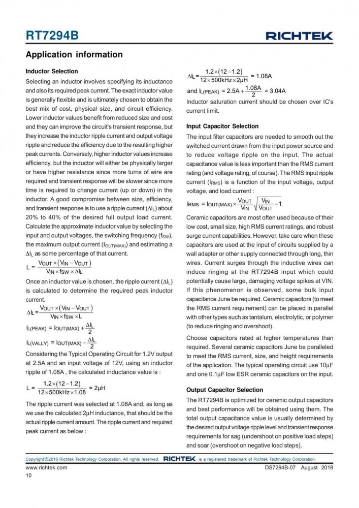 RT7294B datasheet page 10