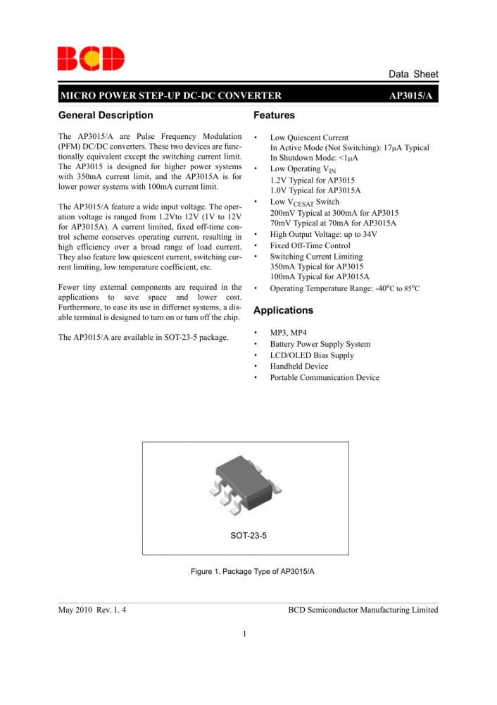 AP3015 datasheet page 1