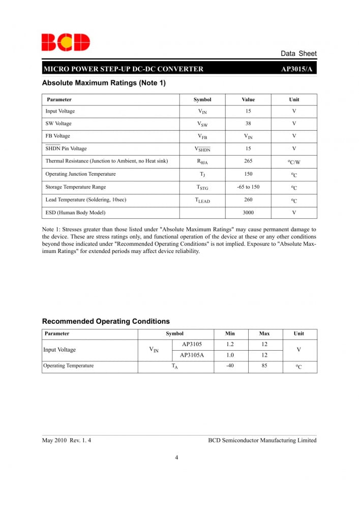 AP3015 datasheet page 4
