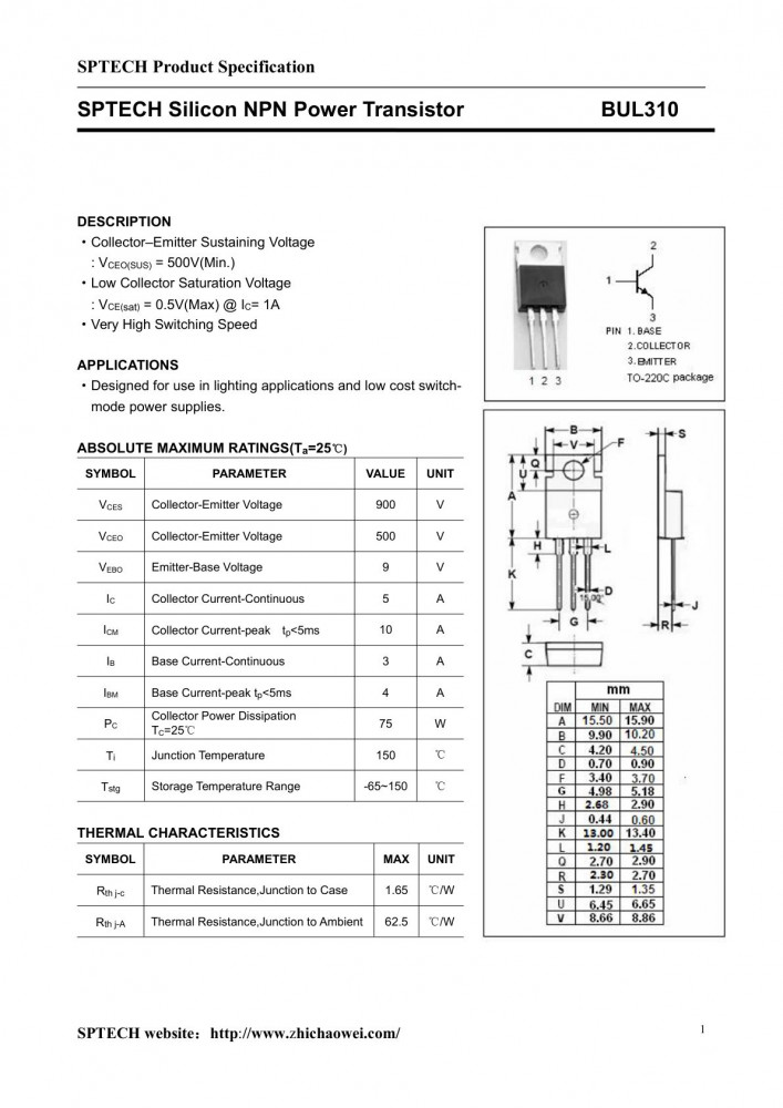 BUL310 datasheet page 1