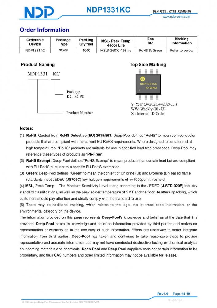 NDP1331KC datasheet page 2