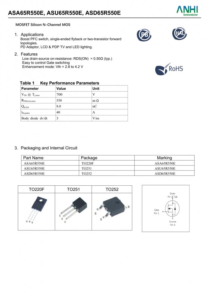 ASD65R550E datasheet page 1
