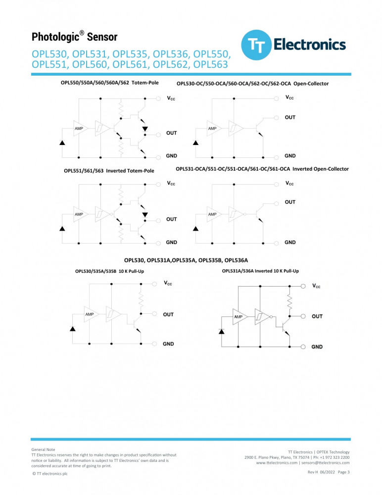 OPL562 family datasheet page 3