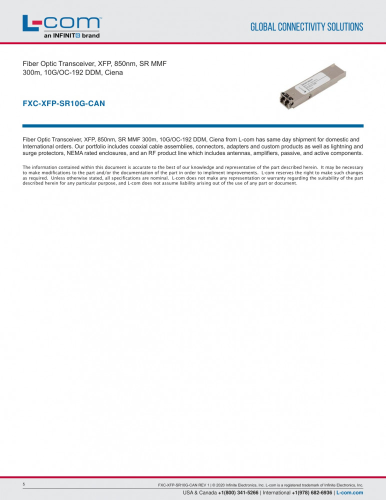 FXC-XFP-SR10G-CAN datasheet page 5