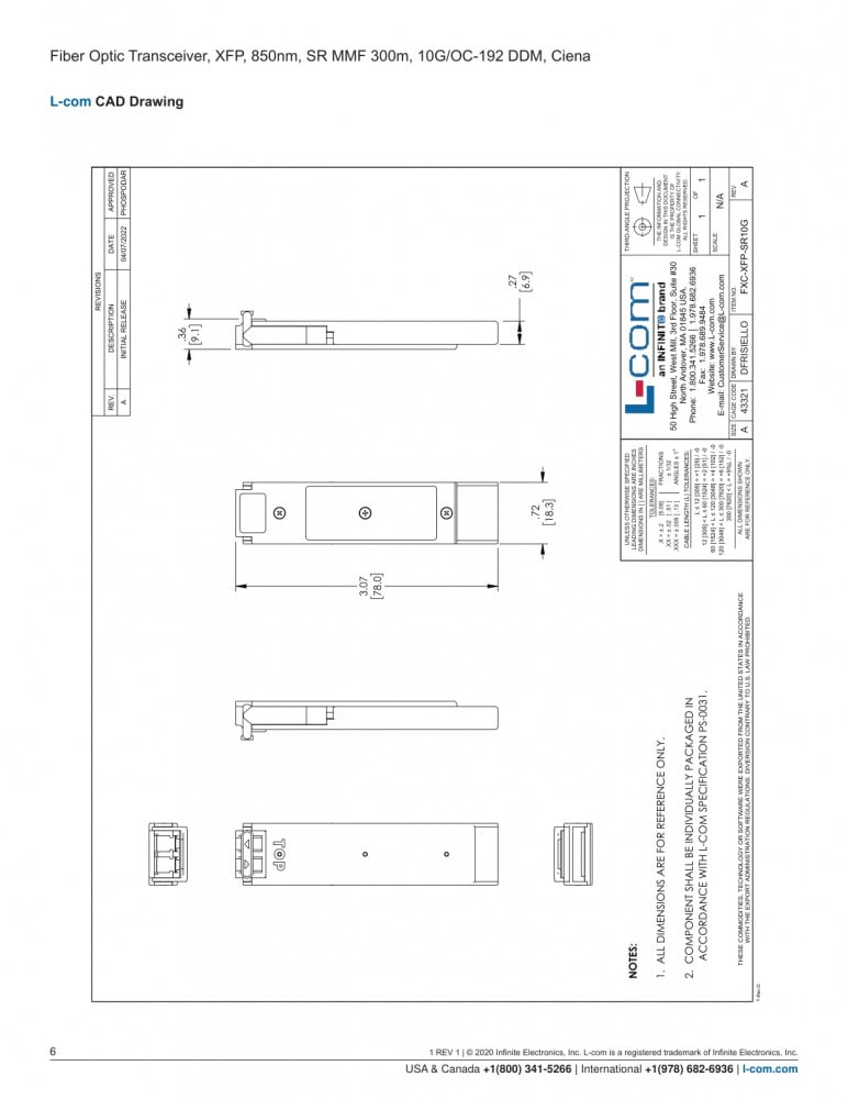 FXC-XFP-SR10G-CAN datasheet page 6