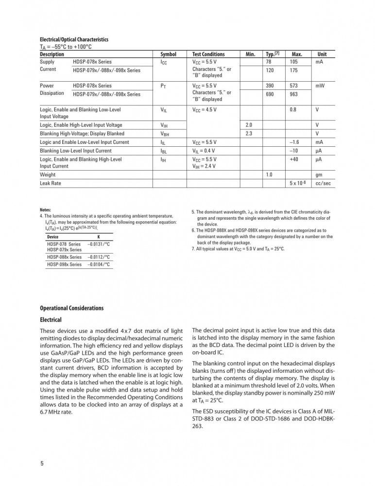 HDSP-0794 datasheet page 5