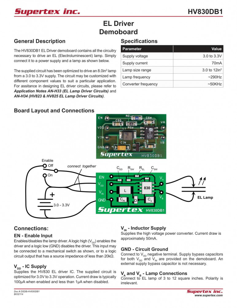 HV830DB1 EL driver demoboard documentation page 1