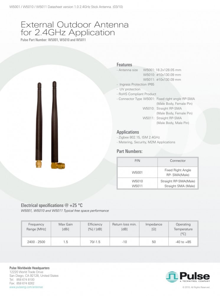 PULSE W5010 datasheet page 1