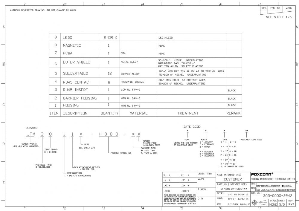 JFM3811A-H380-4F technical drawing page 5