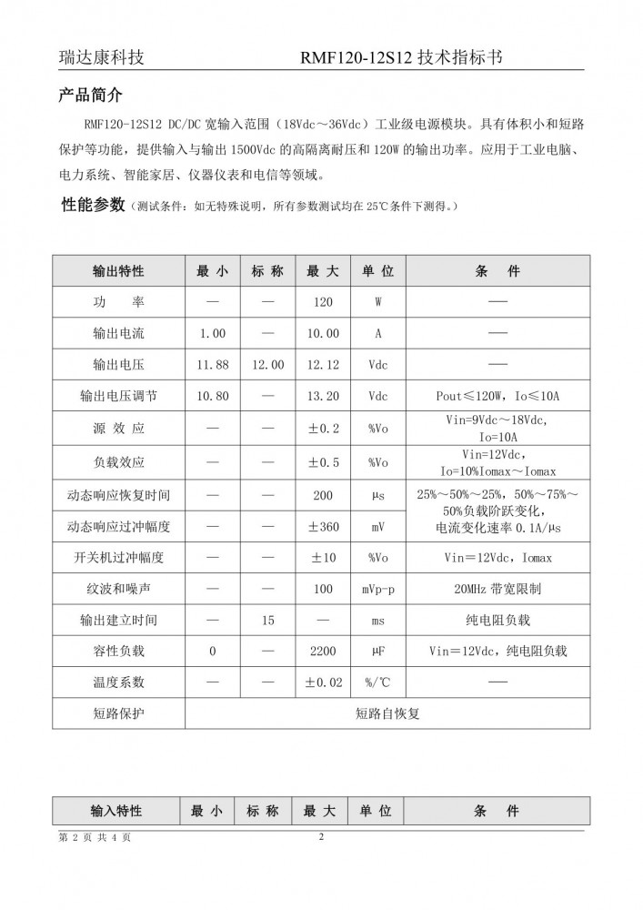 RMF120-12S12 datasheet page 2