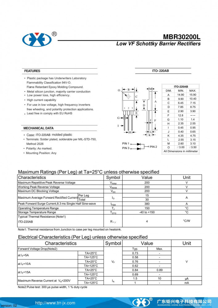 MBR30200L technical document page 1