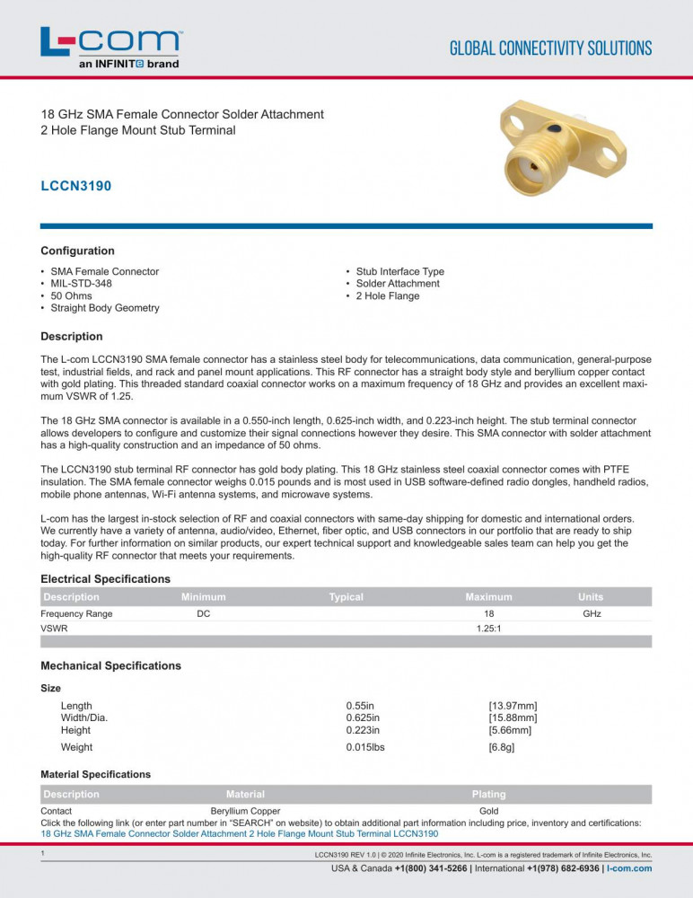 LCCN3190 technical document page 1