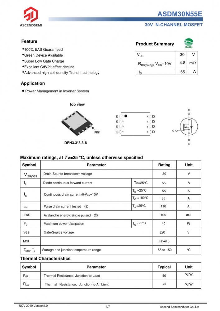 ASDM30N55E-R datasheet page 1