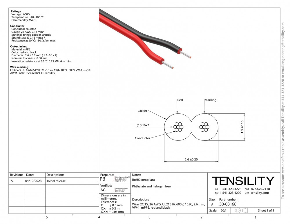 Tensility International 30-03168 product drawing