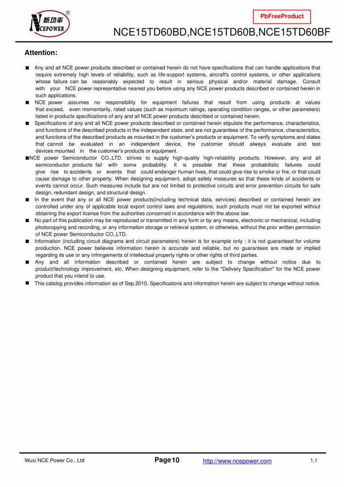 NCE15TD60BF datasheet page 10