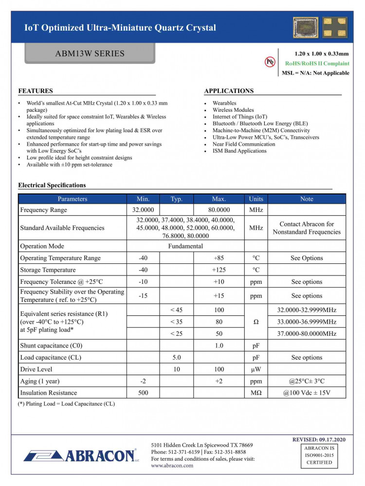 ABM13W series datasheet page 1