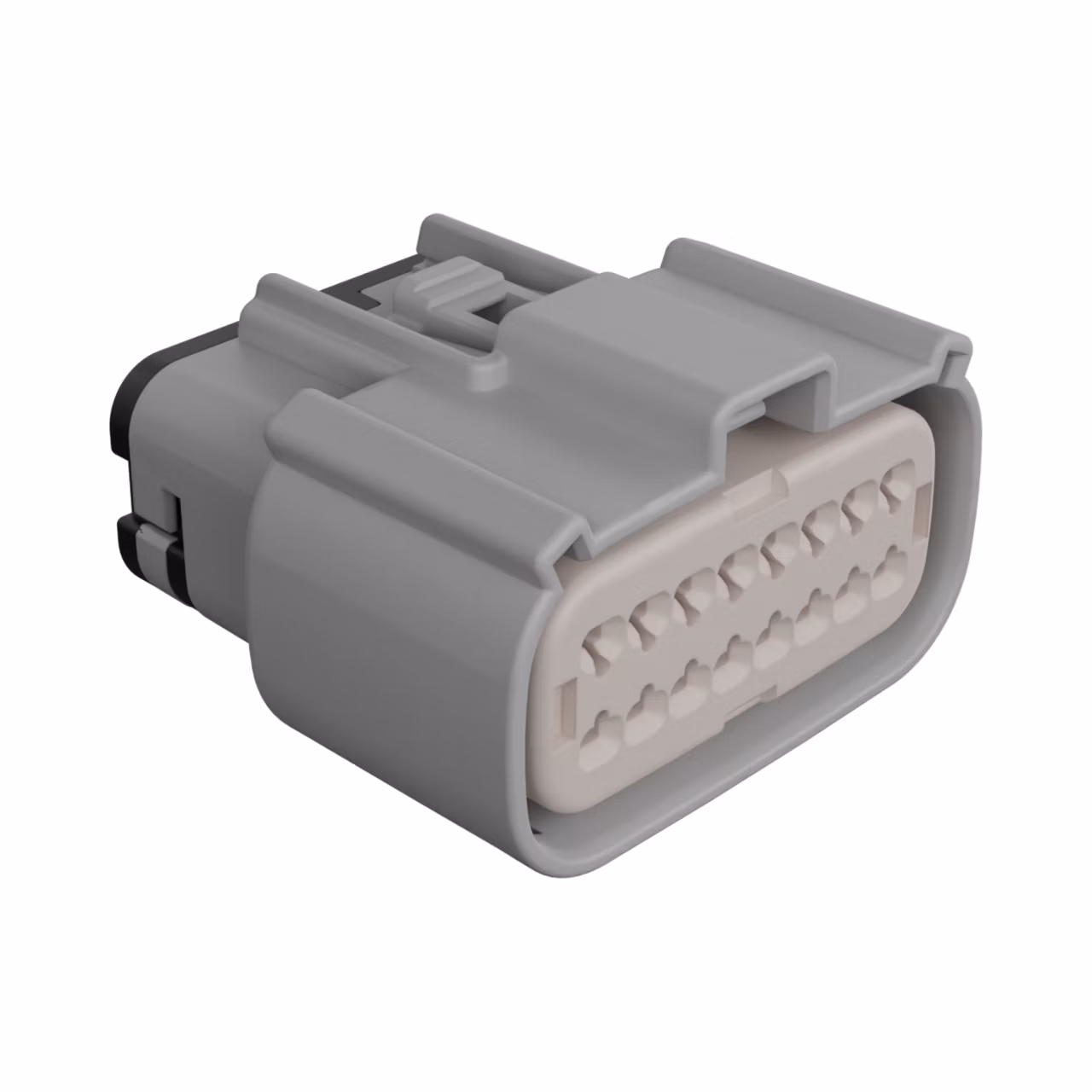 MX150 Mat-Sealed Female Connector Assembly, Dual Row, 16 Circuits, Keying Option D, without Connector Position Assurance, Stone Gray for sale
