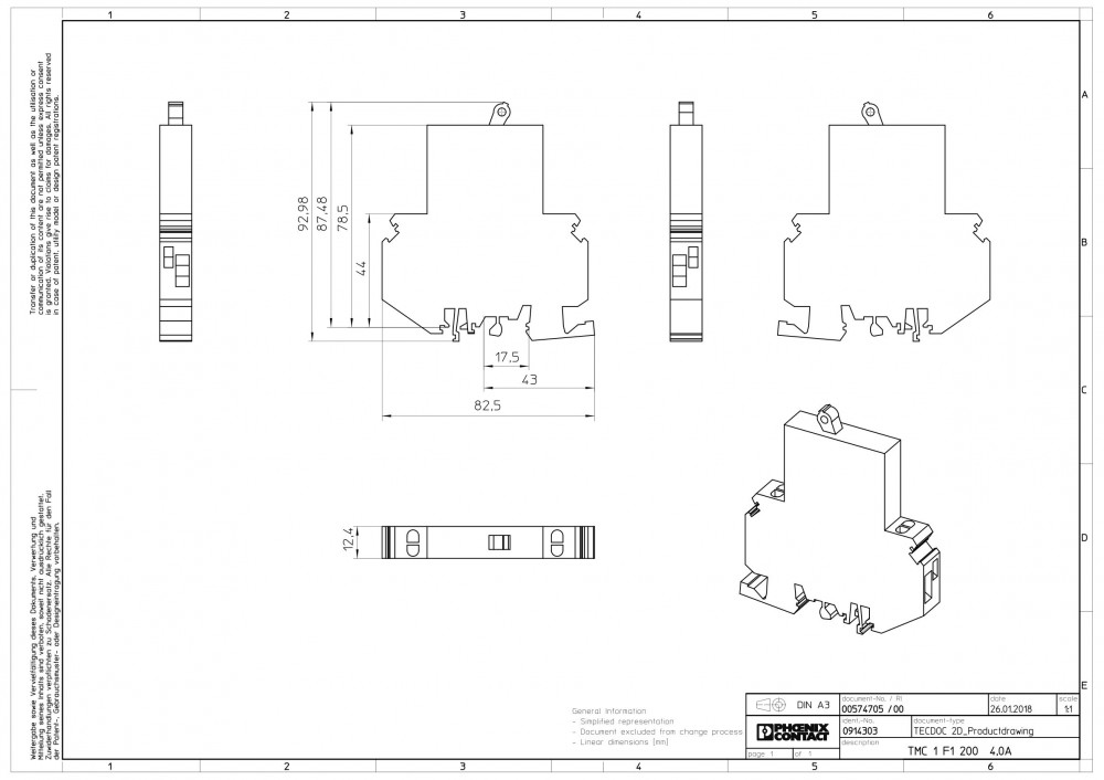 Phoenix Contact 0914303 technical drawing extract