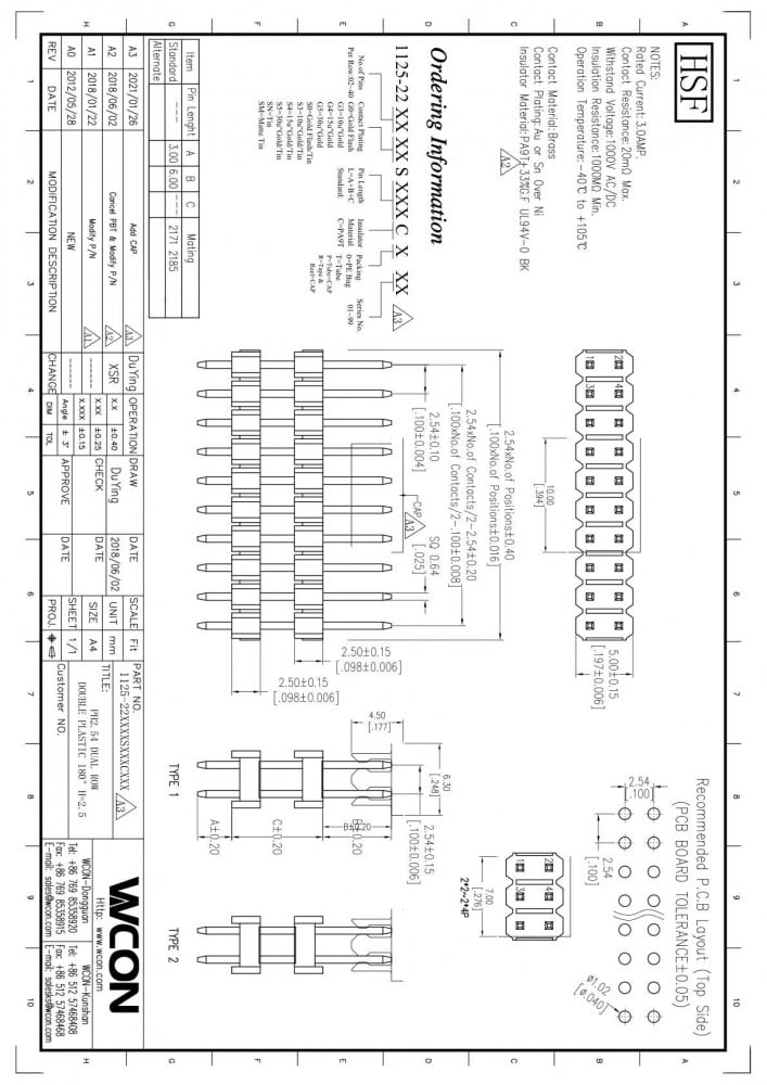 Wcon 1125-2206G0S250C002 product drawing preview