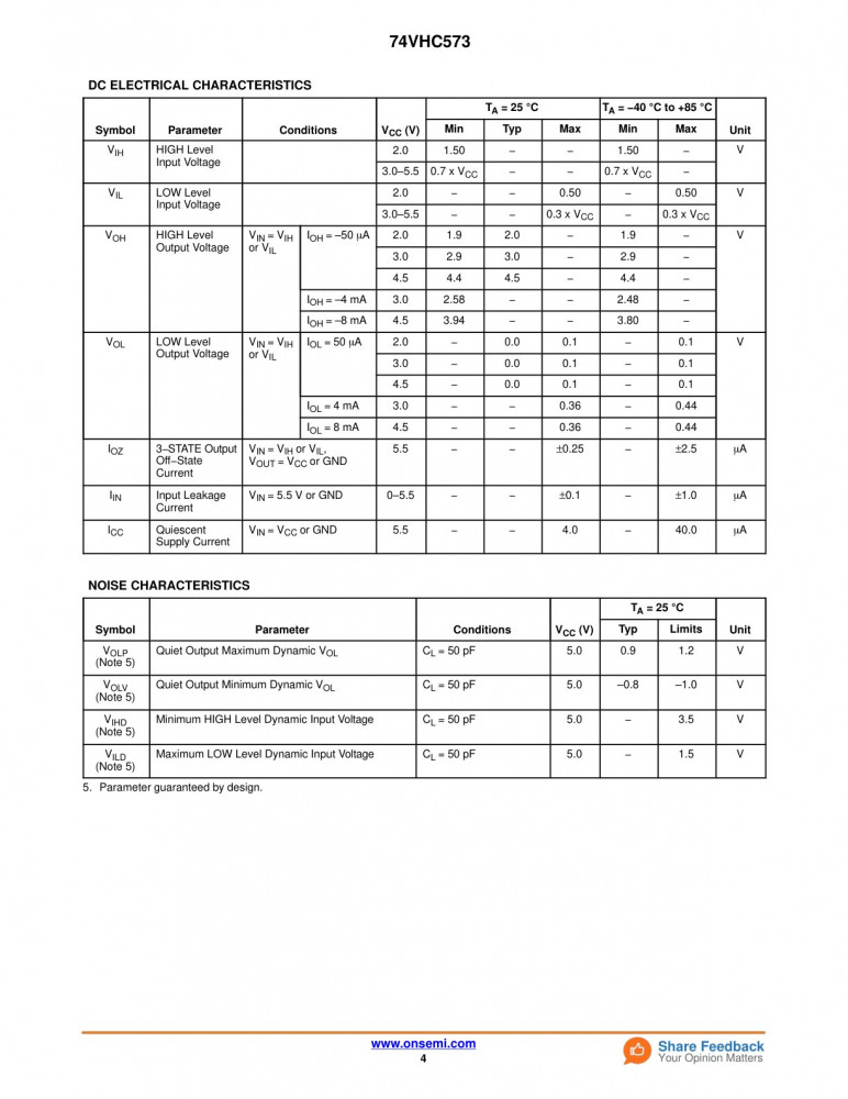 74VHC573 technical document, page 4