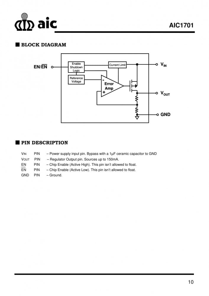AIC1701 datasheet page 10