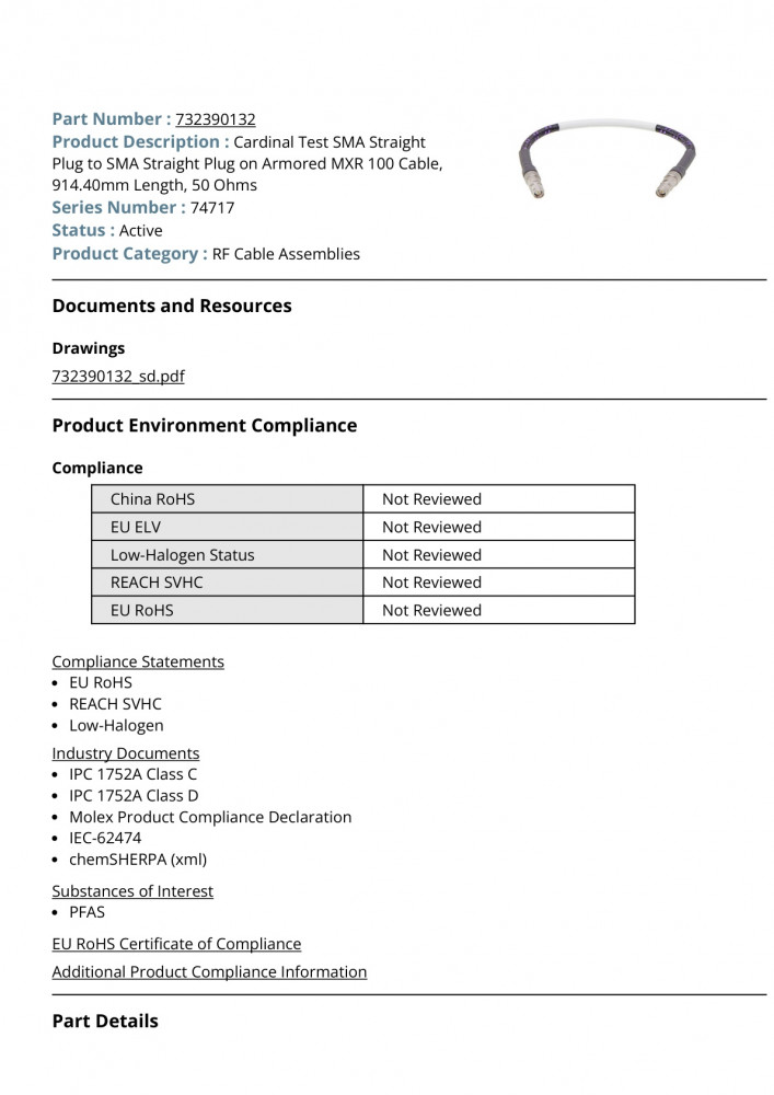 MOLEX 732390132 product drawing, page 1